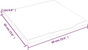 Koupelnová deska 60 x 60 x 2 cm neošetřené masivní dřevo 3156014