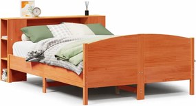 Postel s knihovnou bez matrace 135 x 190 cm masivní borovice 3323076