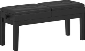 HOMCOM Nastavitelný hudební stolička s úložným prostorem, nosnost 220 kg, umělá kůže, černá, 105 x 37 x 48-58 cm