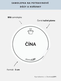 Samolepka na kořenky ČÍNA bílá 5 cm tučné písmo