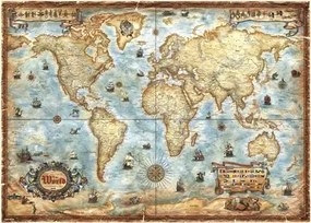 HEYE Puzzle Map Art: Svět / 2000 dílků / 97 × 69 cm