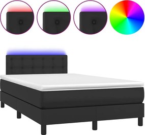 Box spring postel s matrací a LED černá 120x200 cm umělá kůže 3134213