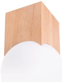 Bílé/v přírodní barvě stropní svítidlo z masivního dřeva se skleněným stínidlem ø 12 cm Solum – Sollux
