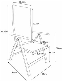 Fieldmann FDZN 5018 Zahradní křeslo 2 kusy Polohovatelné křeslo s loketními opěrkami, 7 poloh nastavení sklonu zádové opěrky, Výplň z odolné
