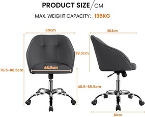 Sada 2 ks – Kancelářská židle Yaheetech – šířka 56,5 cm (267492589069)