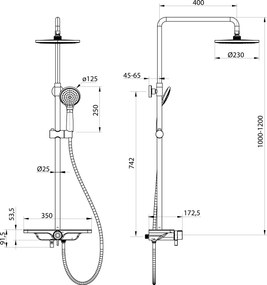 Aqualine Aqualine, MARCO sprchový sloup s pákovou baterií, bílá, SL210B