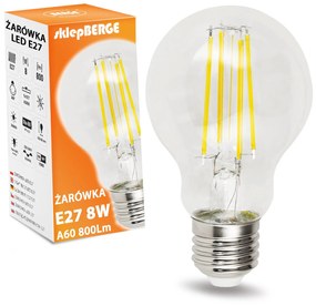 BERGE LED žárovka E27 A60 8W neutrální bílá