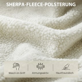 HOMCOM křeslo z Sherpa-fleecu s nohami se dřevěným efektem — polstrované akcentní křeslo do obýváku a ložnice, krémové