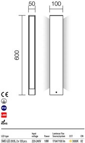 Redo Venkovní sloupkové svítidlo TWIN v:600mm, dvojitý rozptyl Barva: Hnědá