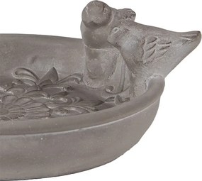 Šedé antik cementové krmítko pro ptáčky s ptáčky - 25*24*9 cm