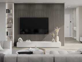 Mexen Lam-F, akustické stěnové lamely 275 × 30 cm, plstěný podklad 8 mm, technická dýha, dub stříbřitý, S105-275307-3015-007