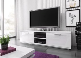 Široký televizní stolek 160 cm v bílém lesku KN1082