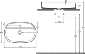 Isvea Infinity Oval keramické umyvadlo na desku 60 x 40 cm s otorem pro baterii bez přepadu terrazzo bílá 10NF65060-2L-TRZ