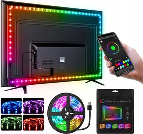 Led pásek Usb 5050 Tv Rgb 5M Led pro televizor Podsvícení Dálkový Ovladač Apka 5V
