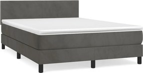 Box spring postel s matrací tmavě šedá 140x200 cm samet 3141186