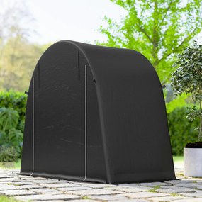 Outsunny voděodolný garážový stan 245 × 120 × 200 cm – přístřešek na kola s rolovacími zipovými dveřmi, nepromokavý skladovací stan, pozinkovaný rám,…