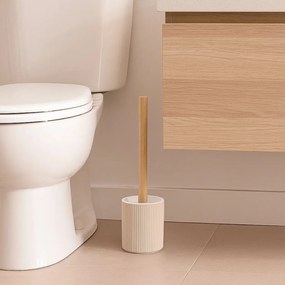 WC kartáč Peyton, béžová/s dřevěnými prvky