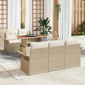 Sada zahradních pohovek 6 ks Béžová Poly ratan 3358010