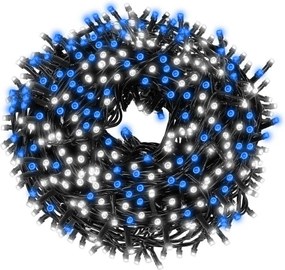 LED světelný řetěz - 17,5m, 300LED, IP44, modrá + záblesky