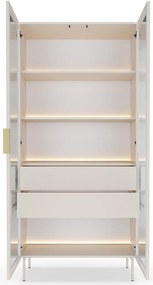 LUMI k | vysoká vitrína 91 2D2S + LED | 91,5 cm | kašmír/zlatá