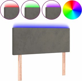 Čelo postele s LED tmavě šedé 80 x 5 x 78/88 cm samet 3121363