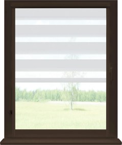 Dekodum Roleta den a noc v hnědé kazetě soft, barva látky Bílá Šířka (cm): 144, Výška (cm): Balkonová (do 200 cm), Strana mechanismu: Levá