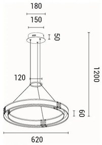 LED Lustr na lanku LUIS LED/33W/230V 3000K 62x120 cm