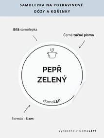 Samolepka na kořenky PEPŘ ZELENÝ bílá 5 cm tučné písmo