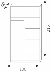 JUREK SKŘÍNĚ Šatní skříň - KARO 100, matná bílá