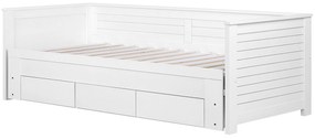 Rozkádací postel dřevěná bílá s roštem 90 x 200 cm CAHORS Beliani