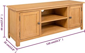 TV stolek 110 x 35 x 44 cm masivní dubové dřevo 327434