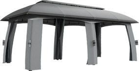 Outsunny pavilon, párty stan, s moskytiérou, větrnou střechou, pro až 15 osob, tmavě šedá, 3 x 6 x 3 m