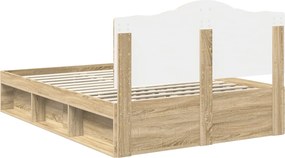 Rám postele s čelo Sonoma 140 x 190 cm Masivní borové dřevo 3413310
