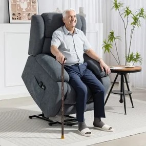 HOMCOM Televizní křeslo s funkcí vstávání, elektrické relaxační křeslo s funkcí ležení, masážní funkcí, 93x91x103 cm, tmavě šedé
