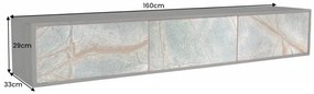 Designový závěsný TV stolek Quillon 160 cm přírodní kámen