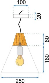 Toolight Toolight, závěsná lampa 1xE27 Scandi A, černá-hnědá, OSW-00146