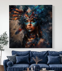 Obraz na plátně - Indiánská žena Hnědá perla FeelHappy.cz Velikost obrazu: 80 x 80 cm
