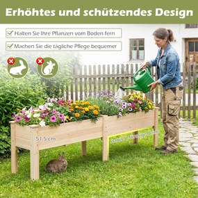 Costway Dřevěný vyvýšený záhon s drenážními otvory Záhon s 2 výsadbovými