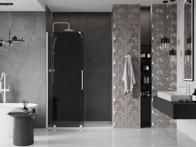 Mexen Velar, posuvné sprchové dveře do otvoru 130 cm, 8mm šedé sklo, bílá matná, 871-130-000-41-20
