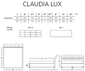 Materasso Čalouněná postel CLAUDIA LUX boxspring ROZMĚR: 2x (100x200) cm - boxspring