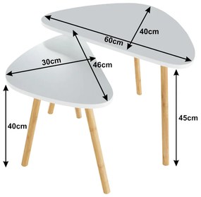 Kondela Konferenční stolky, set 2 ks, bílá / přírodní, BISMAK