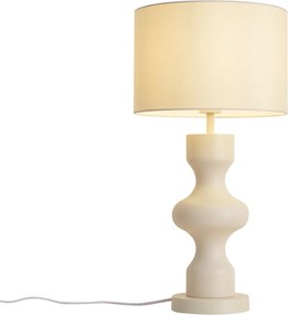 Retro stolní lampa béžová s látkovým stínidlem - Captain