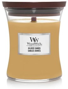 WoodWick Vonná svíčka WoodWick – Gilded Sands 275 g, béžová barva, sklo, vosk