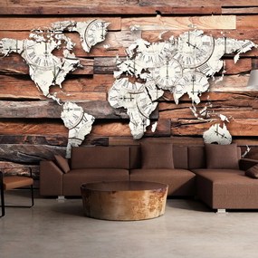 Fototapeta - Map On Wood