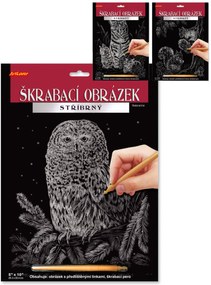 _Ostatní 1_ Obrázek vyškrabovací Zvířáta stříbrný kreativní set se škrabacím perem 3 druhy 22988745