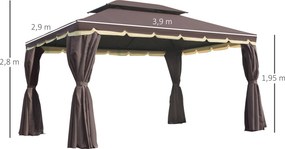 Zahradní pavilon altán 390 x 290 x 280 cm zahradní stan party stan se 4 x bočními panely moskytiéra odolná proti povětrnostním vlivům hliník polyeste…