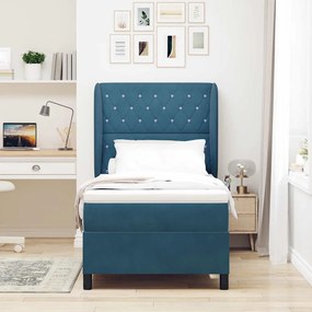Postel s boxspringem s čelo Tmavě modrá 200 x 90 cm samet 3340860