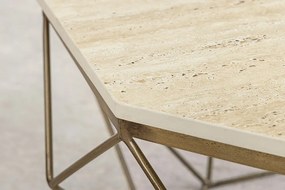Designový konferenční stolek Beiwen 70 cm travertín mosaz