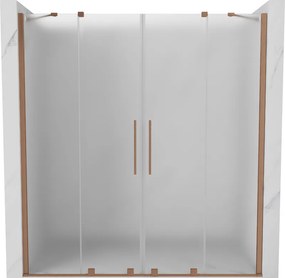 Mexen Velar Duo, posuvné sprchové dveře do otvoru 200 cm, 8mm sklo námraza, měděná matná, 871-200-000-32-65