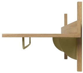 FERM LIVING Police s věšákem Sector Rack, Natural Oak, Mosaz